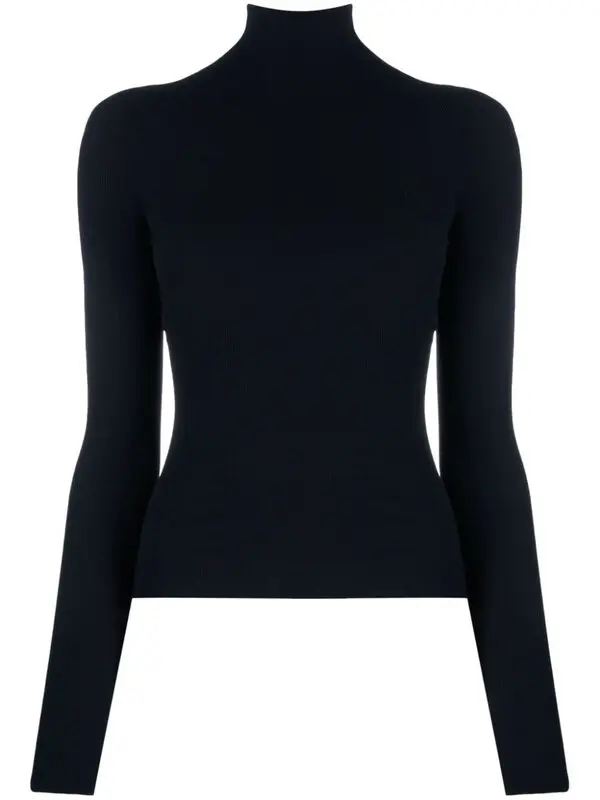 Balenciaga Ribbed Knit Roll Neck Sweater