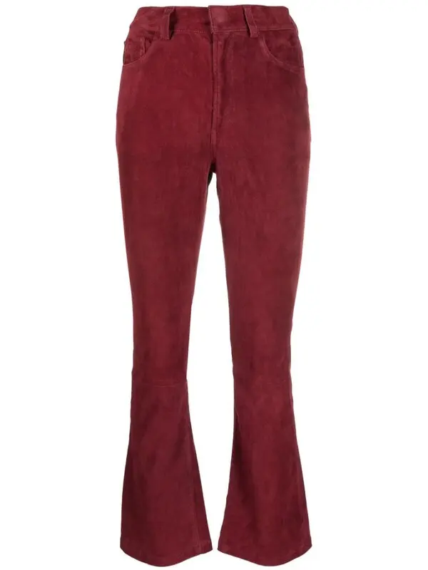 PAULA Zircon Suede Flared Trousers - Red