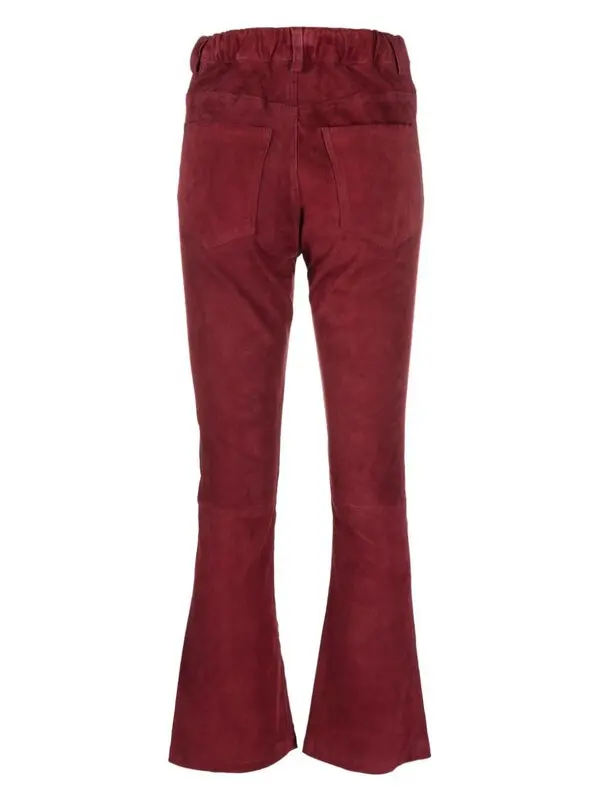 PAULA Zircon Suede Flared Trousers - Red