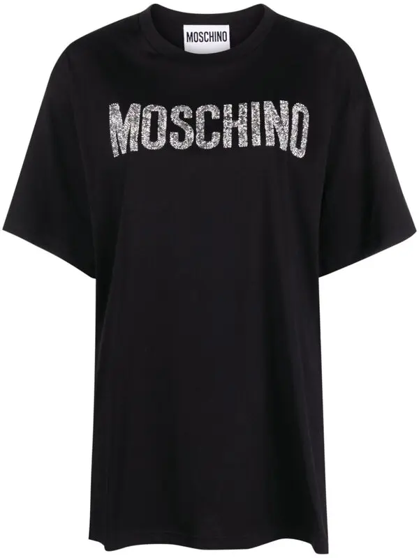 Moschino Crystal-logo Cotton T-shirt - Black