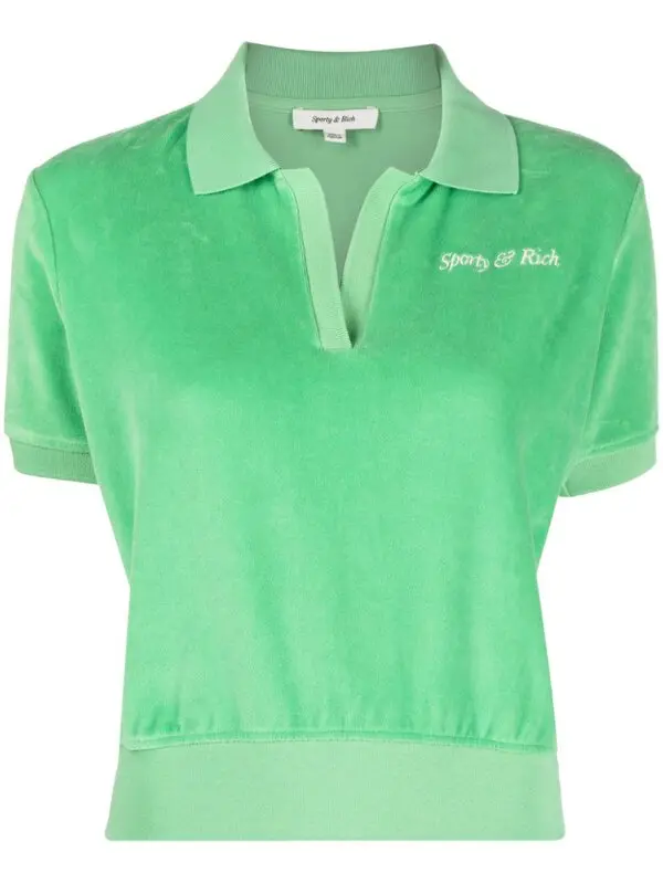 Sporty & Rich Towelling-finish Polo Shirt - Green