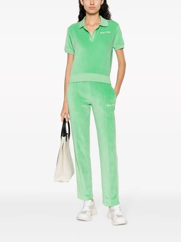 Sporty & Rich Towelling-finish Polo Shirt - Green