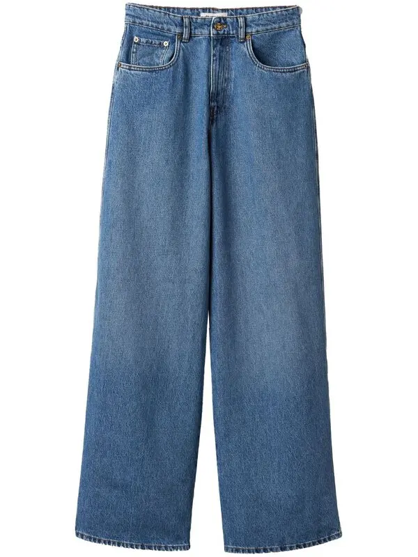 Miu Miu Logo-embroidered Wide-leg Jeans