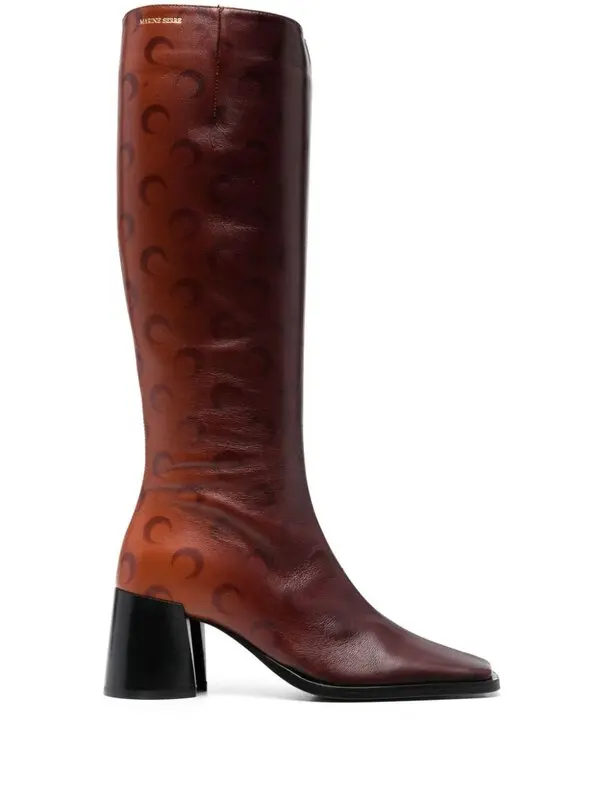 MARINE SERRE Airbrushed Leather Knee Boots