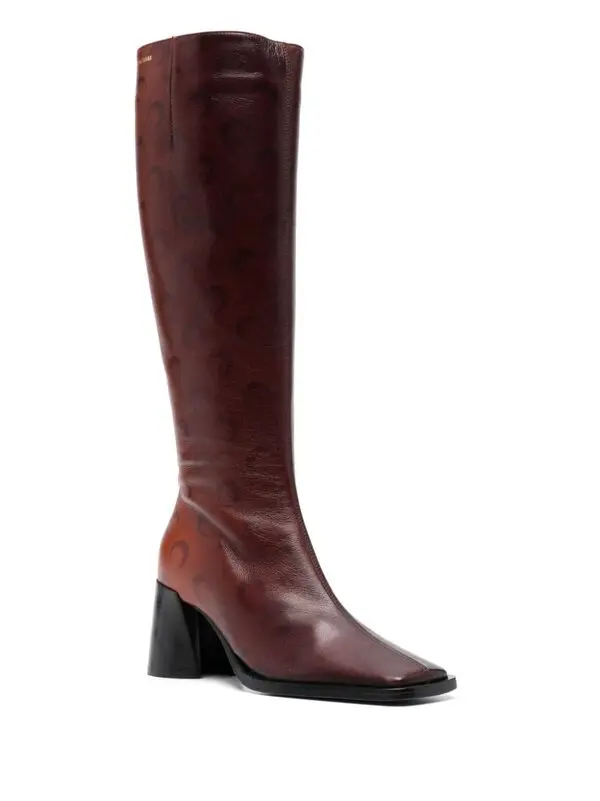 MARINE SERRE Airbrushed Leather Knee Boots