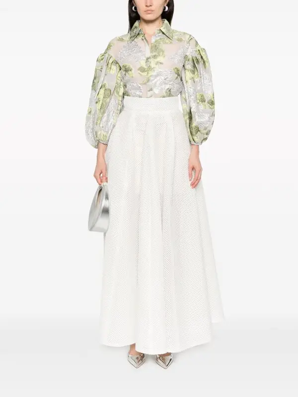 GEMY MAALOUF Floral-jacquard Organza Blouse