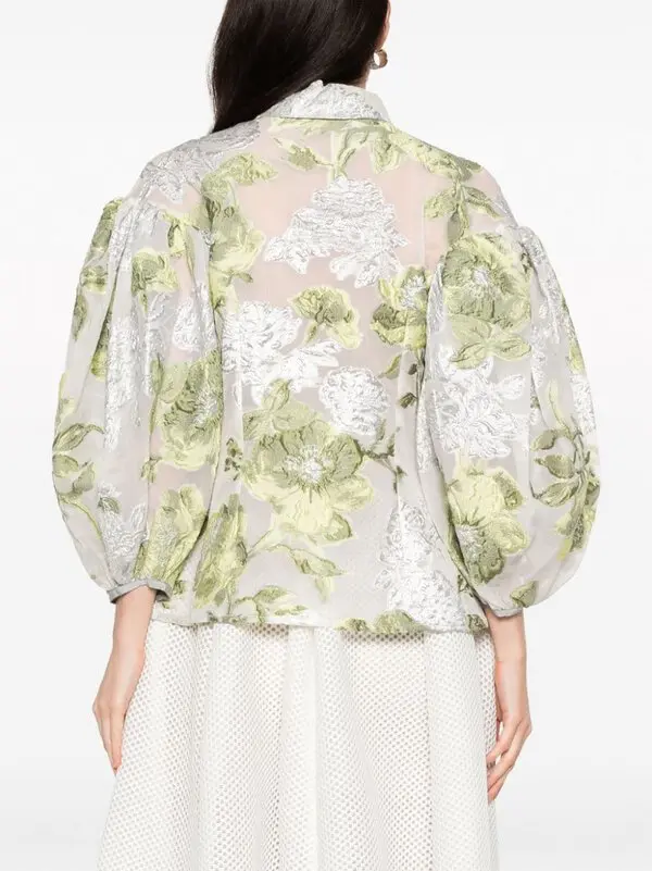 GEMY MAALOUF Floral-jacquard Organza Blouse