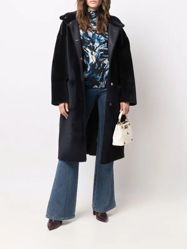 LISKA Reversible Shearling Coat - Blue