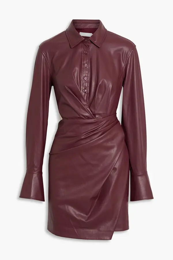 princess polly baby blue dress Simkhai Lo Draped Faux Leather Mini Shirt Dress Burgundy In Merlot - 55%  Off