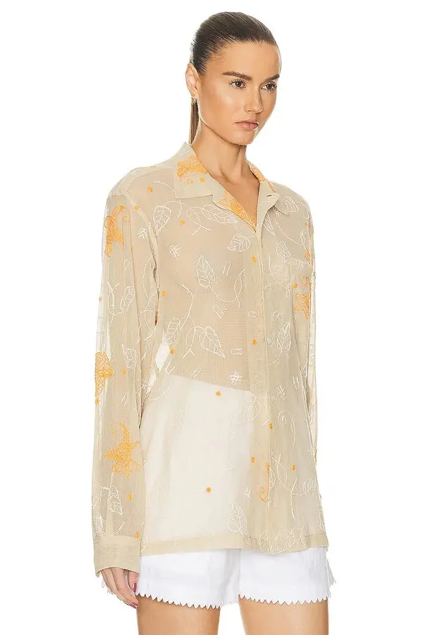 BODE Mesh Lillium Long Sleeve Shirt
