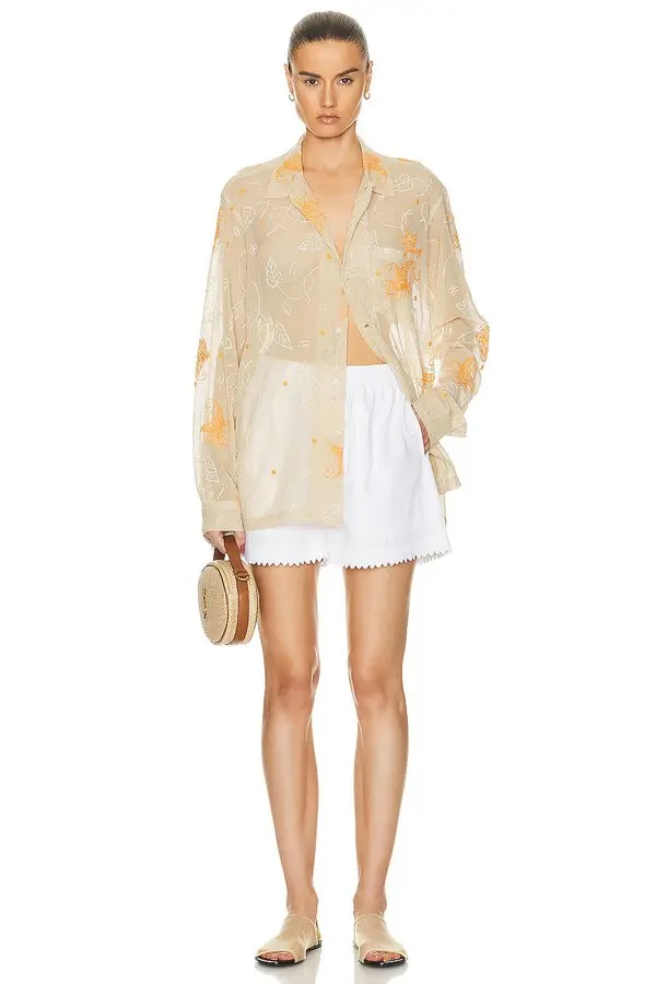 BODE Mesh Lillium Long Sleeve Shirt