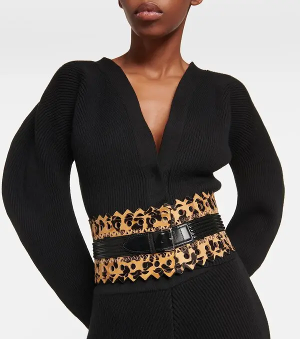 Alaïa Small Leather Corset Belt - Brown