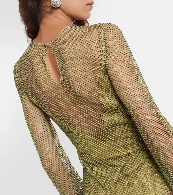 Galvan Gloria Crystal-embellished Maxi Dress - Green