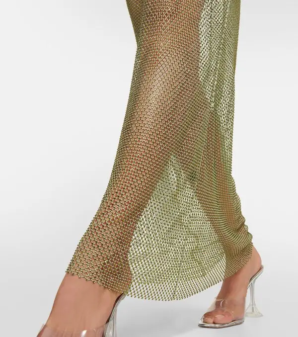 Galvan Gloria Crystal-embellished Maxi Dress - Green