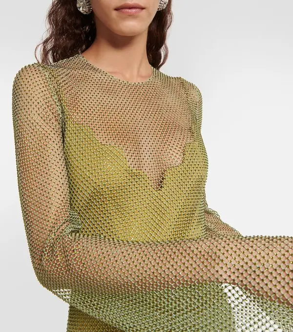 Galvan Gloria Crystal-embellished Maxi Dress - Green