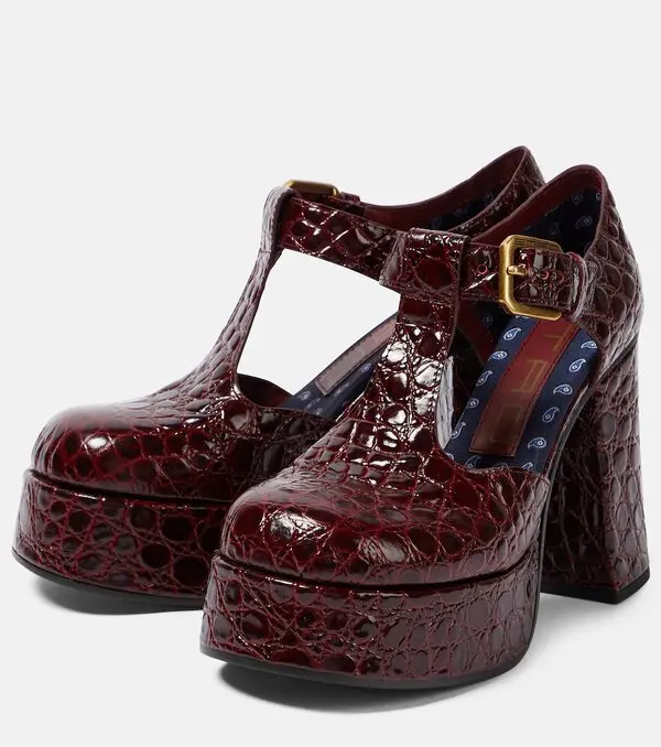Etro Croc-effect Leather Mary Jane Pumps