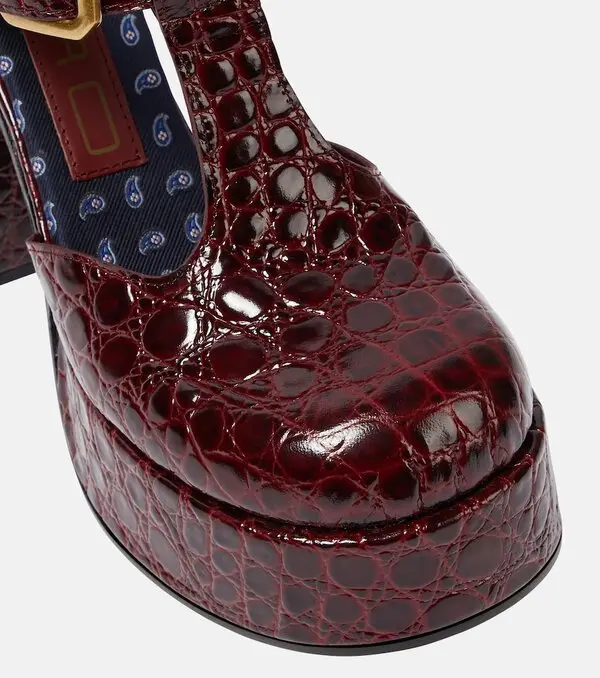 Etro Croc-effect Leather Mary Jane Pumps