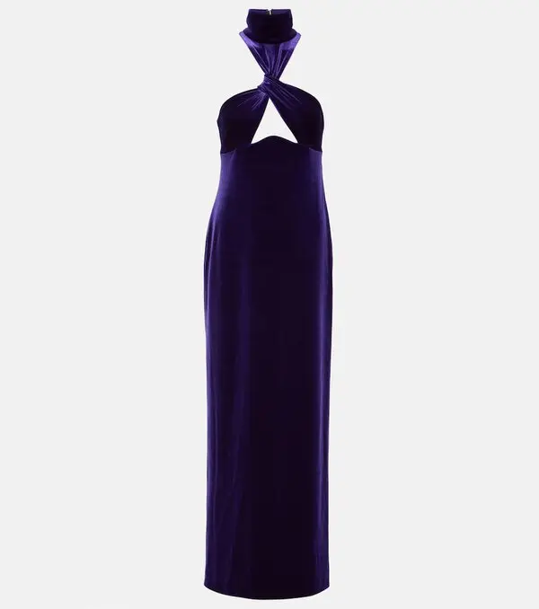 Galvan Cleveland Velvet Gown - Purple