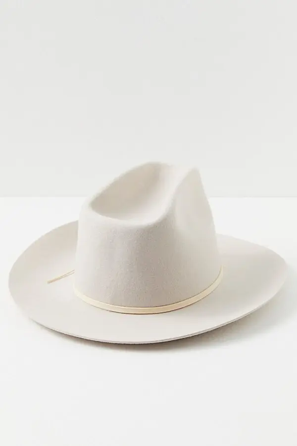 Free People Blaze Suede Tie Felt Cowboy Hat - White  display picture 3
