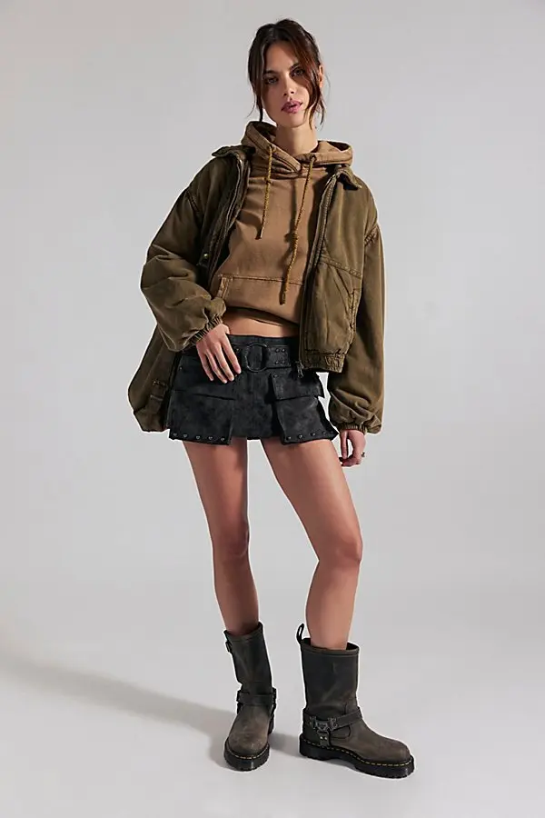 Free People We The Free Micro Mini Cargo Skort - Black