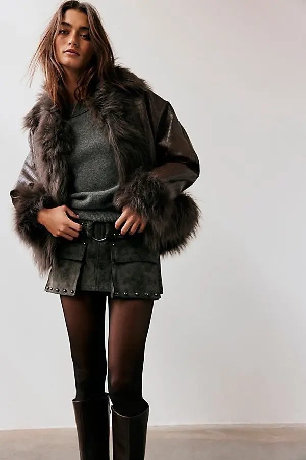 Free People We The Free Micro Mini Cargo Skort - Black