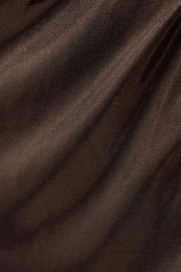 Norma Kamali Asymmetric Draped Ruched Stretch-lamé Dress