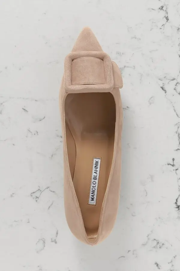 Manolo Blahnik Maysale Suede Flats - Brown