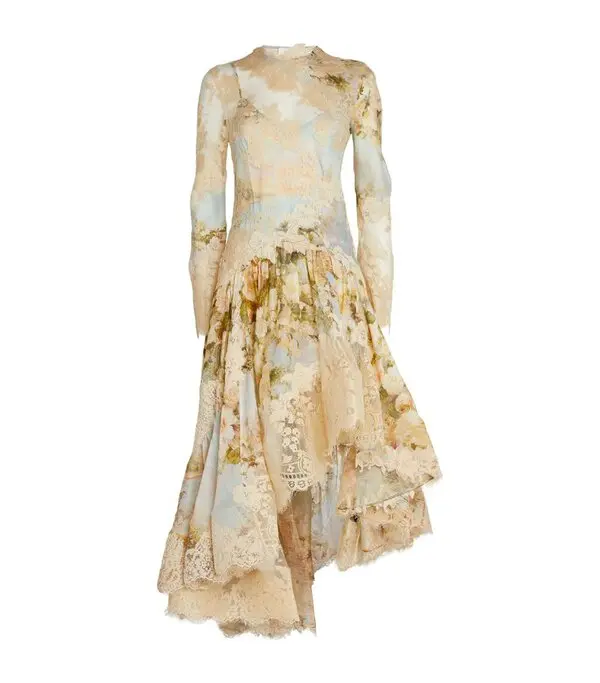 knee length dresses for ladies Zimmermann Cream Luminosity Liftoff Flower Midi Dress OP main image 0