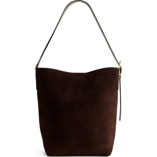Madewell Essentials Suede Bucket Bag - Dark Carob
