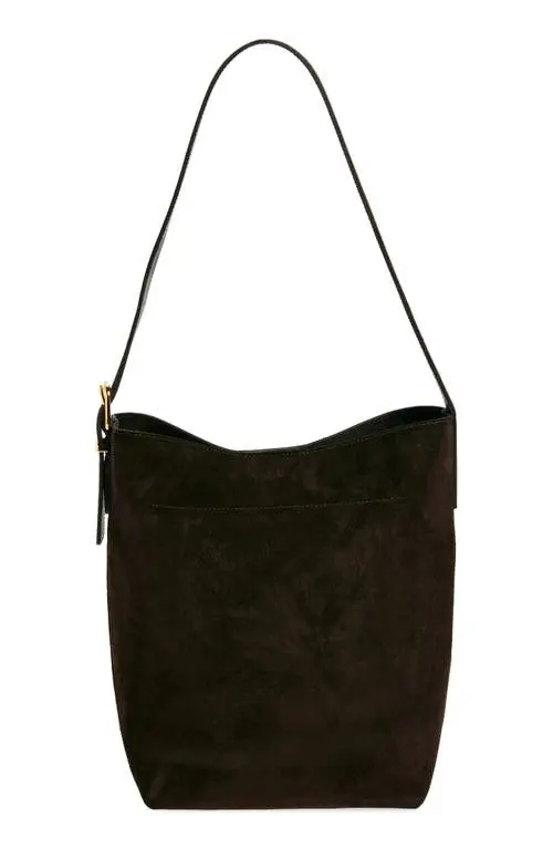 Madewell Essentials Suede Bucket Bag - Dark Carob