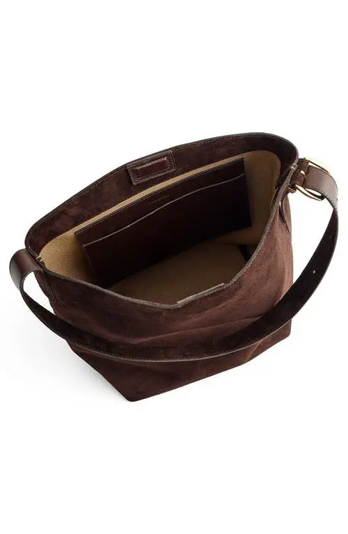 Madewell Essentials Suede Bucket Bag - Dark Carob