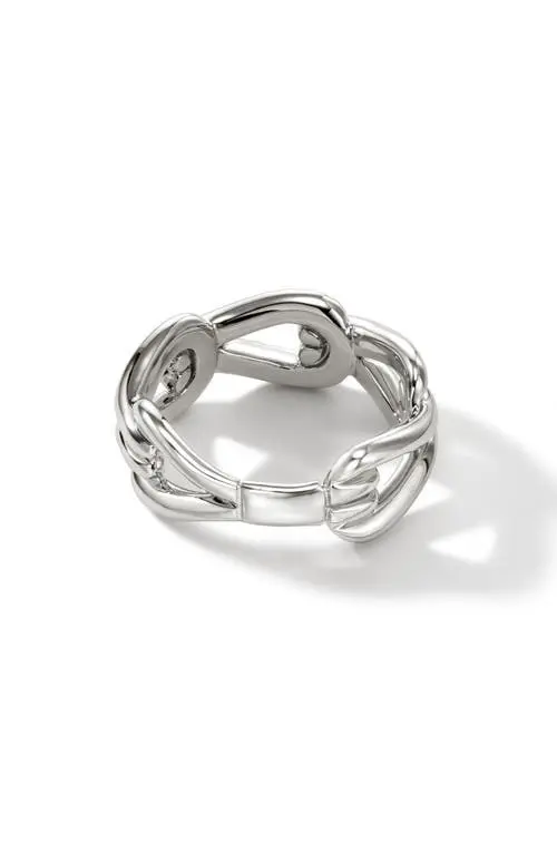 John Hardy Surf Pavé Diamond Link Ring - Silver