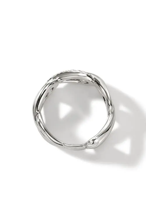 John Hardy Surf Pavé Diamond Link Ring - Silver