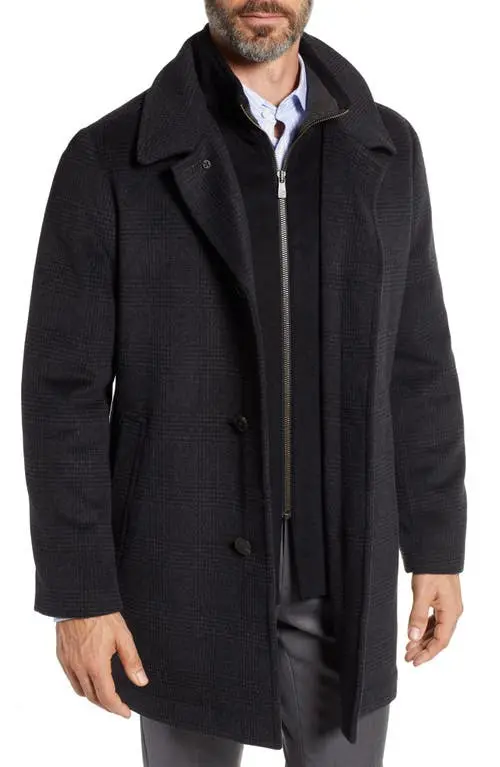 Hart Schaffner Marx Macbeth Wool Blend Car Coat - Charcoal Plaid