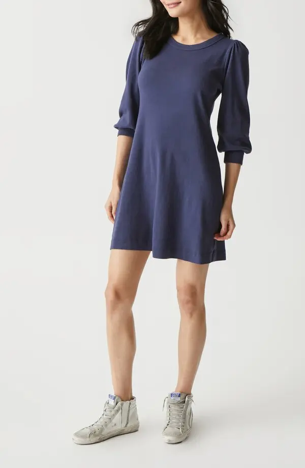 Michael Stars Sinclair Puff Shoulder Cotton Minidress - Nocturnal
