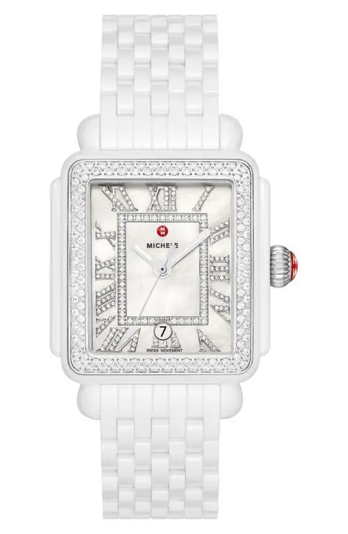 Michele Deco Madison Diamond Bracelet Watch - White