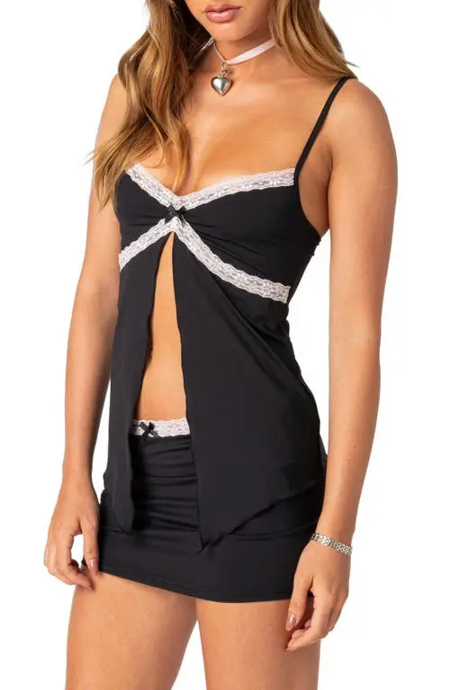 EDIKTED Lace Trim Split Front Camisole