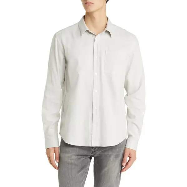 FRAME Brushed Cotton Blend Button-up Shirt - Oatmeal