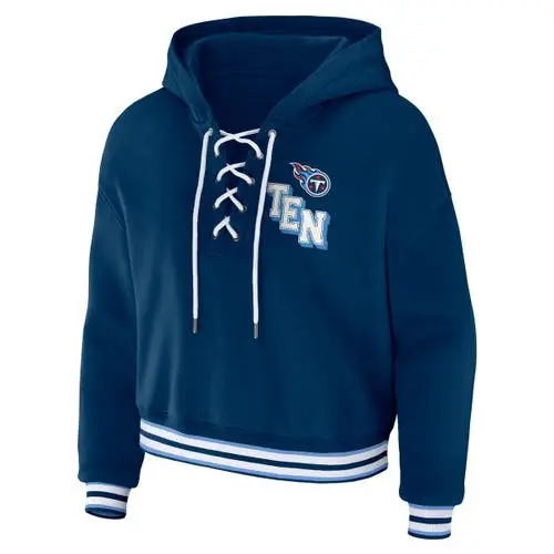WEAR BY ERIN ANDREWS Tennessee Titans Lace-up Hoodie - Navy