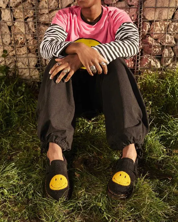 Dr. Martens Jorge Smiley® Napped Suede Slingback Mules