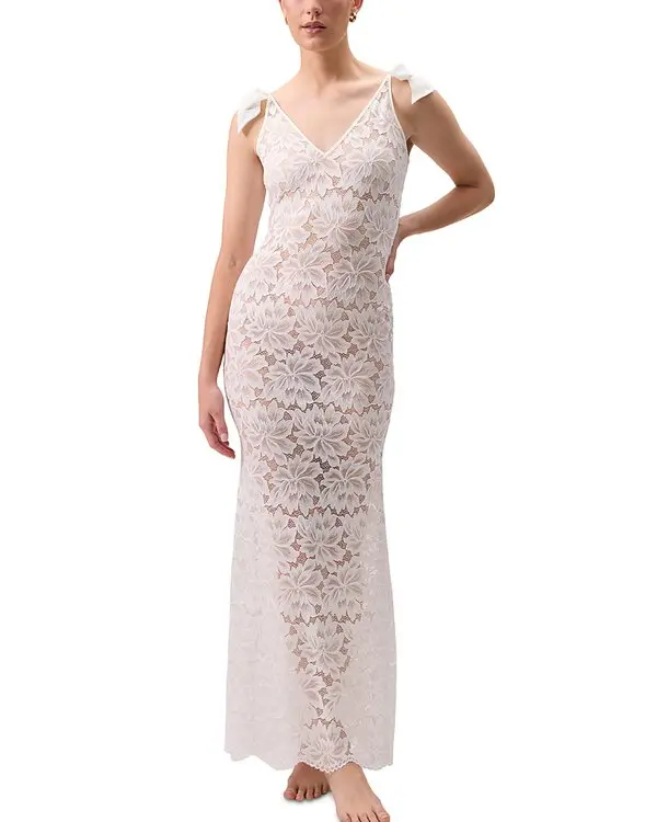 Rya Collection Amour Stretch Lace Floor Length Gown - Ivory