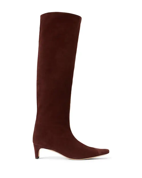 Staud Wally Leather Tall Boots - Mahogany