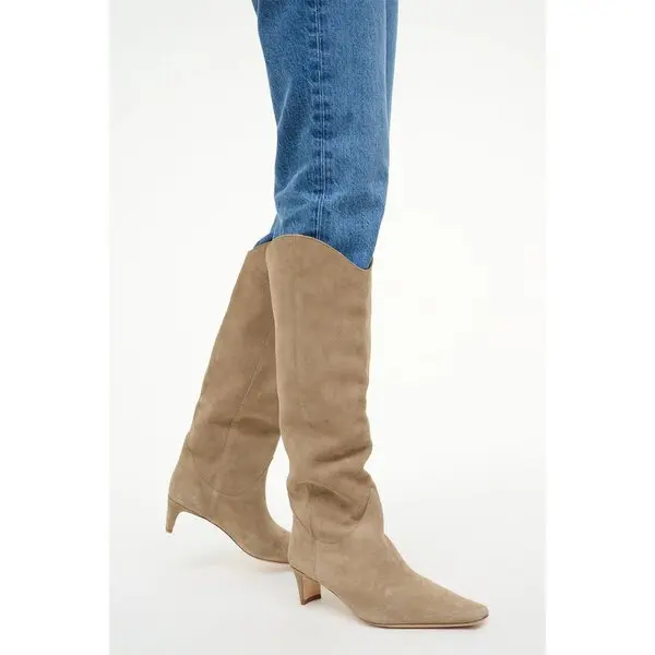 Staud Western Wally Suede Tall Boots - Dune Suede