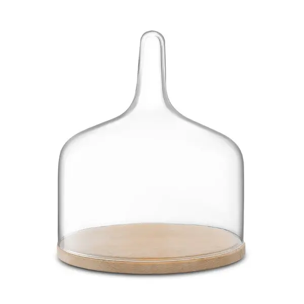 LSA Glass Cloche Dome With Oak Base, 12 - Clear