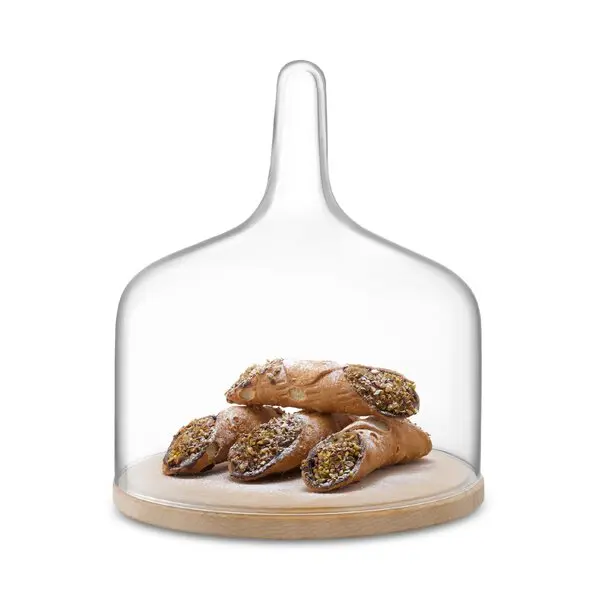 LSA Glass Cloche Dome With Oak Base, 12