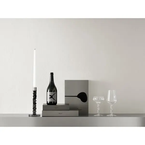 ORREFORS Carat Medium Graphite Candlesticks, Set Of 2
