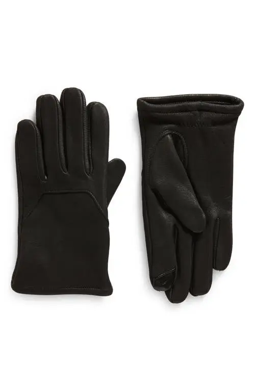 Nordstrom Leather Gloves With Faux Fur Lining - Black