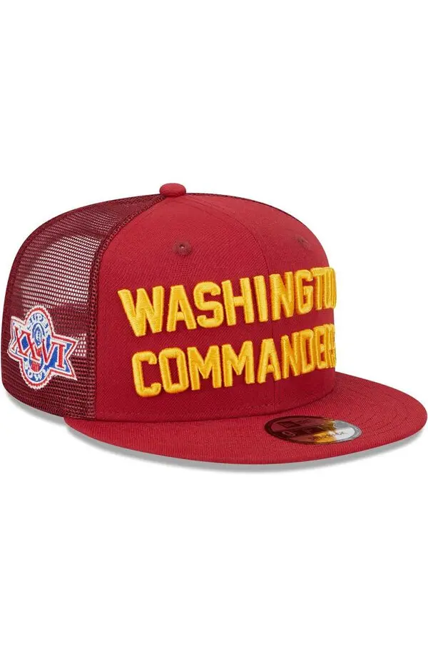 New Era Washington Commanders Stacked Trucker 9fifty Snapback Hat