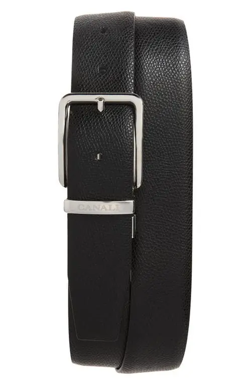 Canali Reversible Leather Belt - Black