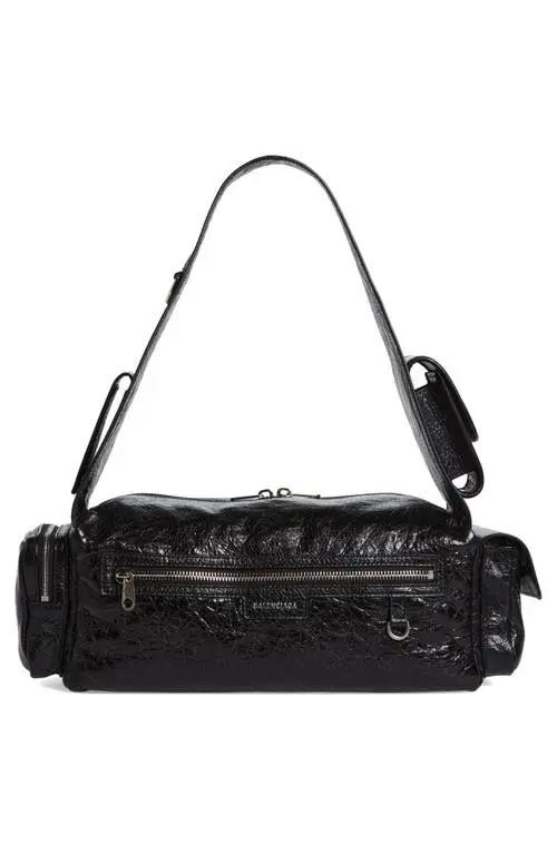 Balenciaga Small Superbusy Crinkle Leather Sling Bag - Black